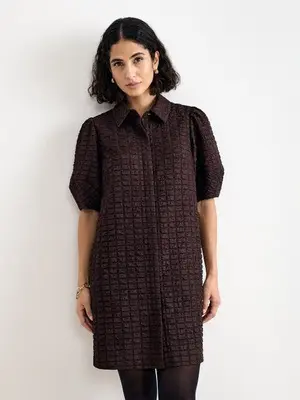 PHASE EIGHT Yasmine Textured Mini Shirt Dress