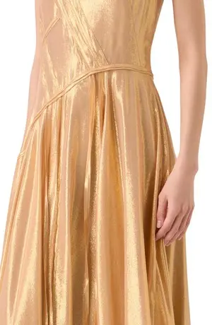 Akris Asymmetric Silk Georgette Lamé Gown
