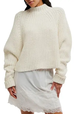Free People Low Tide Mock Neck Sweater Marshmellow