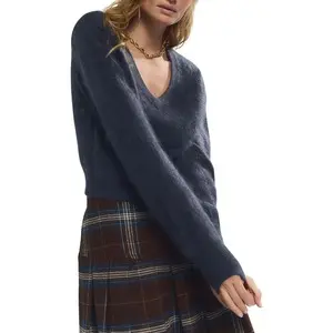 Free People Felicia Brushed Cashmere V-neck Sweater - Universe