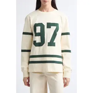 TANNER FLETCHER Gender Inclusive Flynn 97 Varsity Long Sleeve T-shirt - Ivory