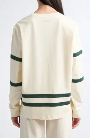 TANNER FLETCHER Gender Inclusive Flynn 97 Varsity Long Sleeve T-shirt - Ivory