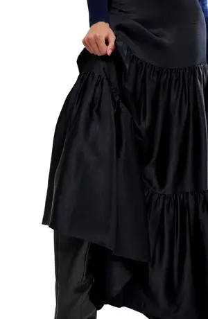 Free People Juliette Satin Tiered Maxi Skirt