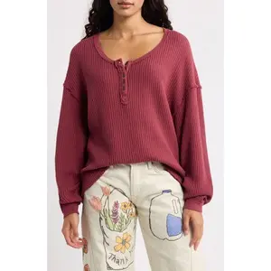 Free People Montreal Henley Thermal Top - Dionysus