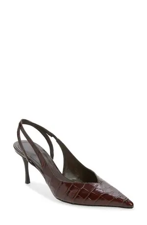 FERRAGAMO Croc Embossed Slingback Pump