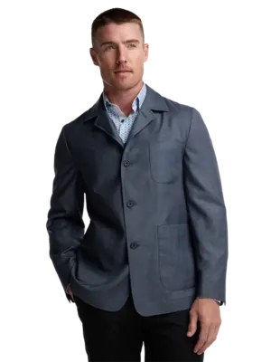 PAUL FREDRICK Wool Shirt Jacket - Blue