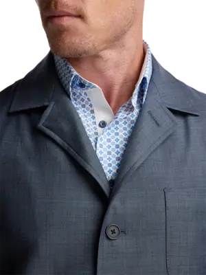PAUL FREDRICK Wool Shirt Jacket - Blue