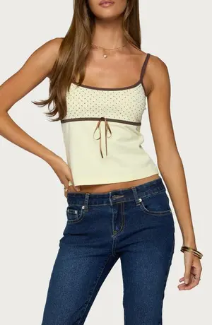 EDIKTED Rhoda Contrast Polka Dot Camisole - Yellow
