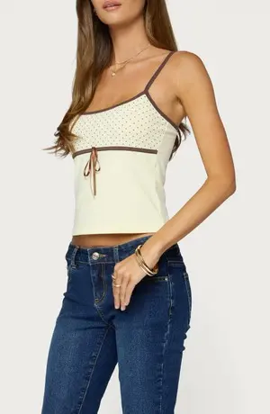 EDIKTED Rhoda Contrast Polka Dot Camisole - Yellow