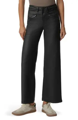 Kut From The Kloth Meg Coated High Waist Wide Leg Ankle Jeans - Matte Black
