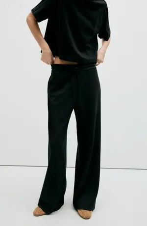 Mango Pull-on Straight Leg Pants - Black