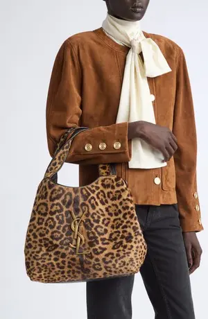 Saint Laurent Medium Icare Leopard Print Genuine Calf Hair Shopping Tote