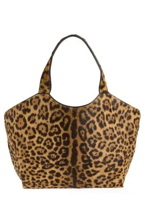 Saint Laurent Medium Icare Leopard Print Genuine Calf Hair Shopping Tote