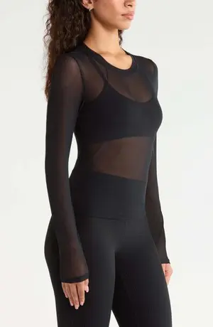 Zella Mesh Mix Long-sleeve Tee - Black
