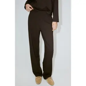 Mango Knit Straight Leg Pants - Brown