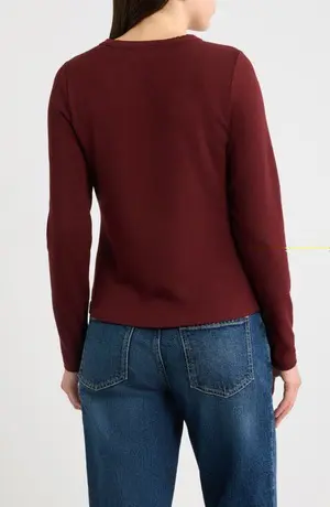 CITY BLUES Long Sleeve Crewneck T-shirt - Burgundy