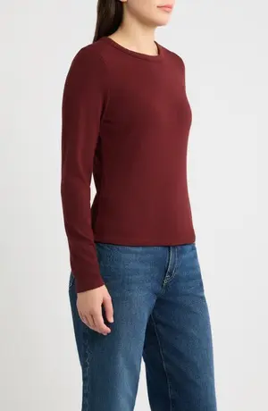 CITY BLUES Long Sleeve Crewneck T-shirt - Burgundy