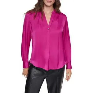 Dkny Pleated Long Sleeve Top - Raspberry