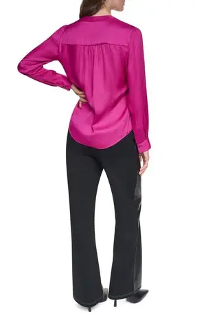 Dkny Pleated Long Sleeve Top