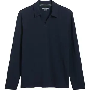 Johnston & Murphy Sedona Textured Long Sleeve Johnny Collar Polo - Navy
