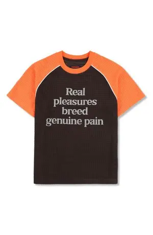 PLEASURES Breed Raglan Cotton Waffle Graphic T-shirt - Brown