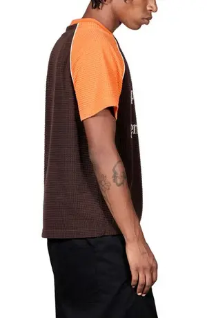 PLEASURES Breed Raglan Cotton Waffle Graphic T-shirt
