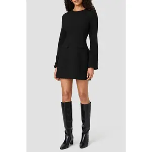French Connection Azra Long Sleeve Twill Minidress - Black