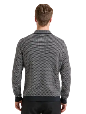 PAUL FREDRICK Cotton Button Front Cardigan Sweater - Black/white