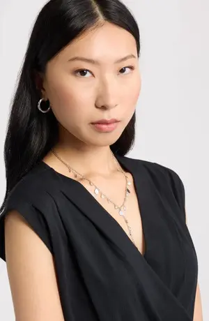 Nordstrom Shaky Pavé Cubic Zirconia Y-necklace - Clear- Silver