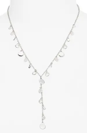 Nordstrom Shaky Pavé Cubic Zirconia Y-necklace - Clear- Silver