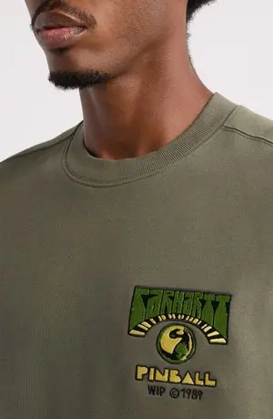 Carhartt Work In Progress Pinball Embroidered Cotton Crewneck Sweatshirt