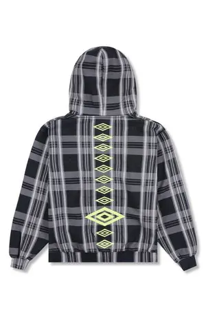PLEASURES X Umbro Spine Plaid Pullover Hoodie