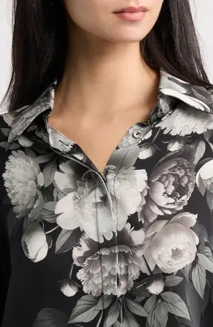 Kobi Halperin Kit Placed Floral Stretch Silk Georgette Button-up Shirt