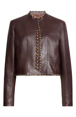 Etro Crop Studded Leather Jacket