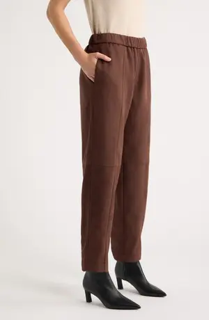 Bernardo Paneled Barrel Leg Faux Suede Pants