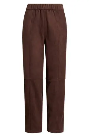 Bernardo Paneled Barrel Leg Faux Suede Pants