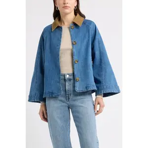 Caslon Swing Crop Denim Trench Coat