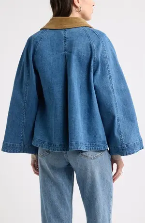 Caslon Swing Crop Denim Trench Coat