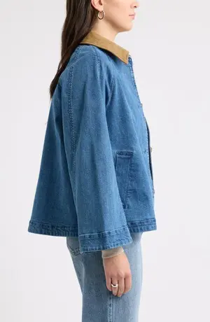 Caslon Swing Crop Denim Trench Coat