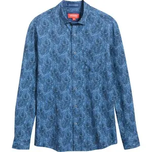 Johnston & Murphy Xc+™ Motion Paisley Knit Button-up Shirt - Blue/navy