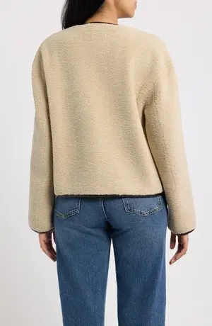 Bernardo Faux Shearling Jacket With Faux Leather Trim