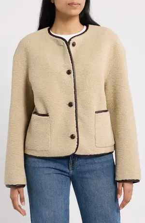 Bernardo Faux Shearling Jacket With Faux Leather Trim