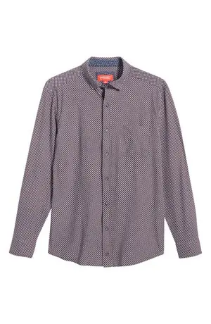 Johnston & Murphy Xc+™ Motion Microprint Knit Button-up Shirt - Rust/navy Stacked Triangle