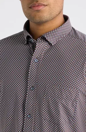 Johnston & Murphy Xc+™ Motion Microprint Knit Button-up Shirt