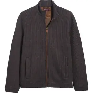 Johnston & Murphy Marled Rib Knit Zip Jacket - Navy/brown