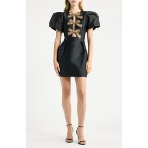 Rebecca Vallance Venus Sequin Bow Detail Cocktail Minidress - Black