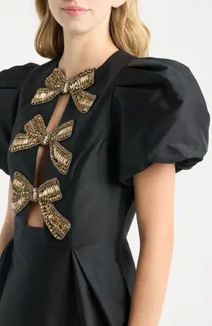 Rebecca Vallance Venus Sequin Bow Detail Cocktail Minidress