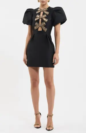 Rebecca Vallance Venus Sequin Bow Detail Cocktail Minidress
