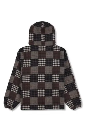 PLEASURES Madras Plaid Patchwork Pullover Hoodie