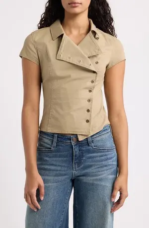 BDG URBAN OUTFITTERS Blake Military Short Sleeve Top